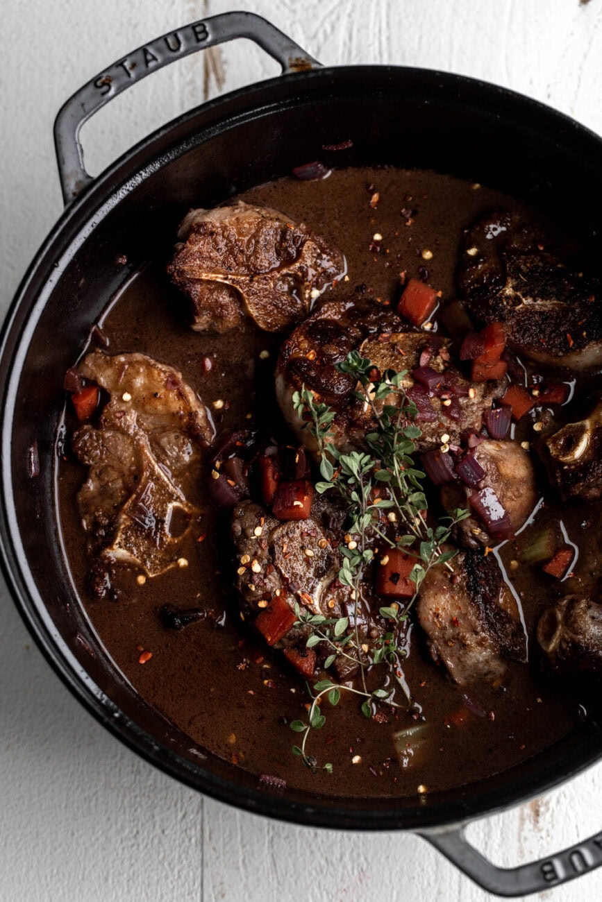 Braised Oxtail Ragu with Chile Gremolata - Cooking with Cocktail Rings