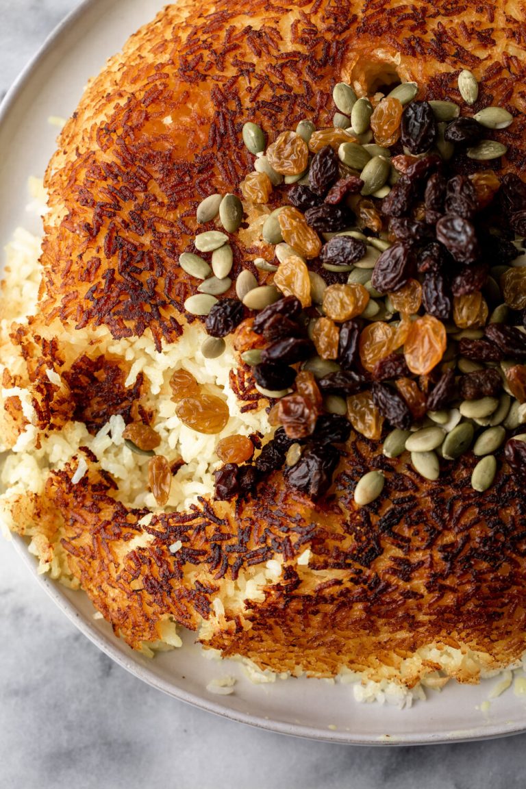 Crispy Persian Jeweled Rice Tahdig - Cooking with Cocktail Rings