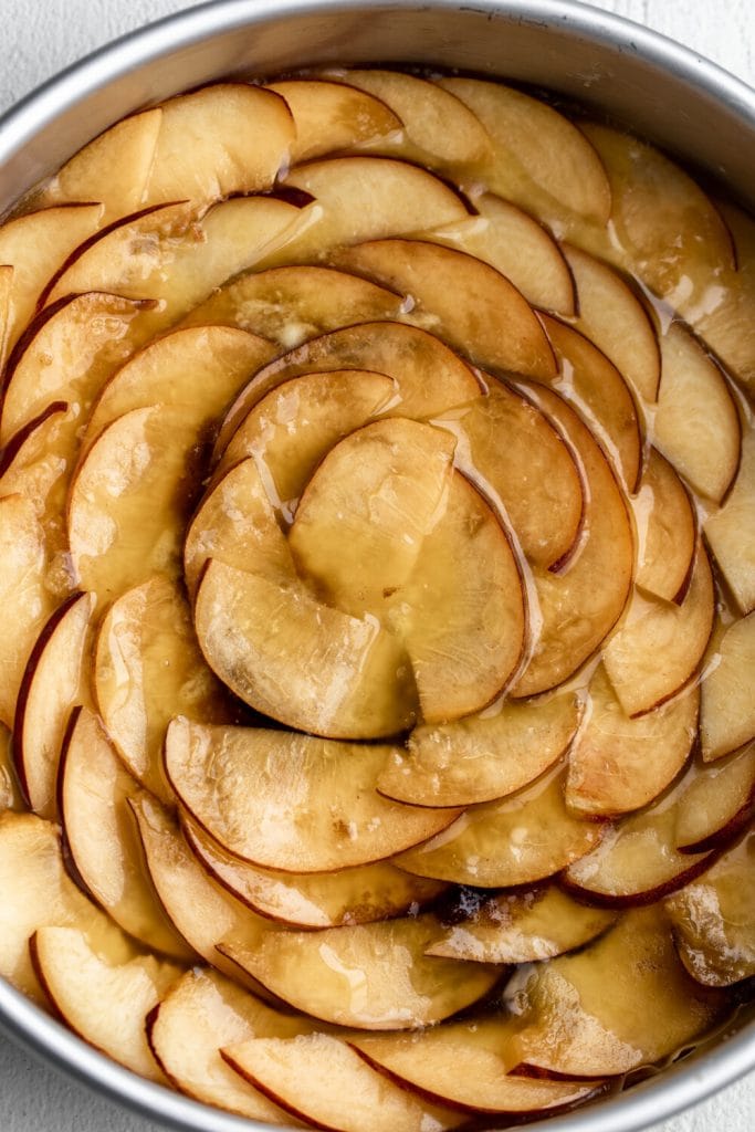 Peach Cornbread Upside-Down Cake - Cooking with Cocktail Rings