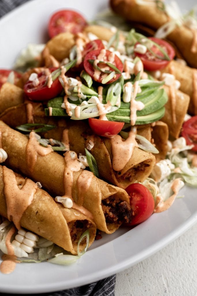 Potato, Chorizo & Cheese Taquitos - Cooking with Cocktail Rings