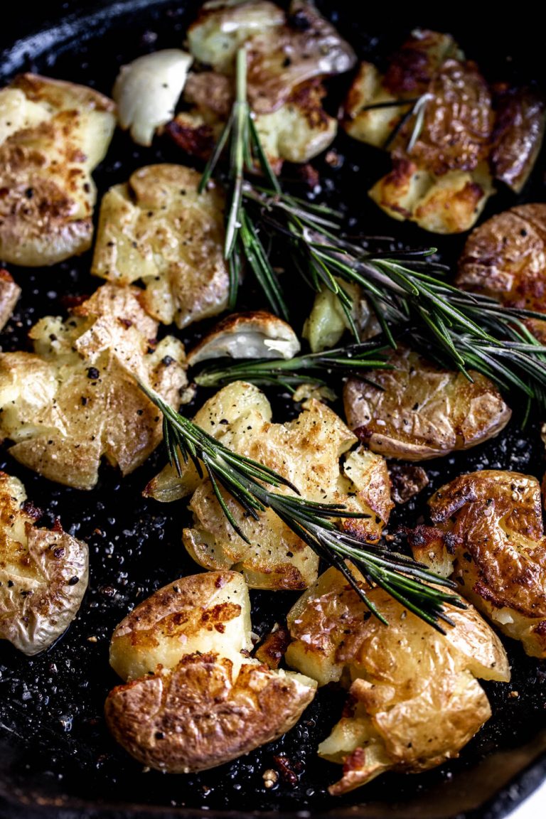 Crispy Smashed Fried Potatoes - Cooking with Cocktail Rings