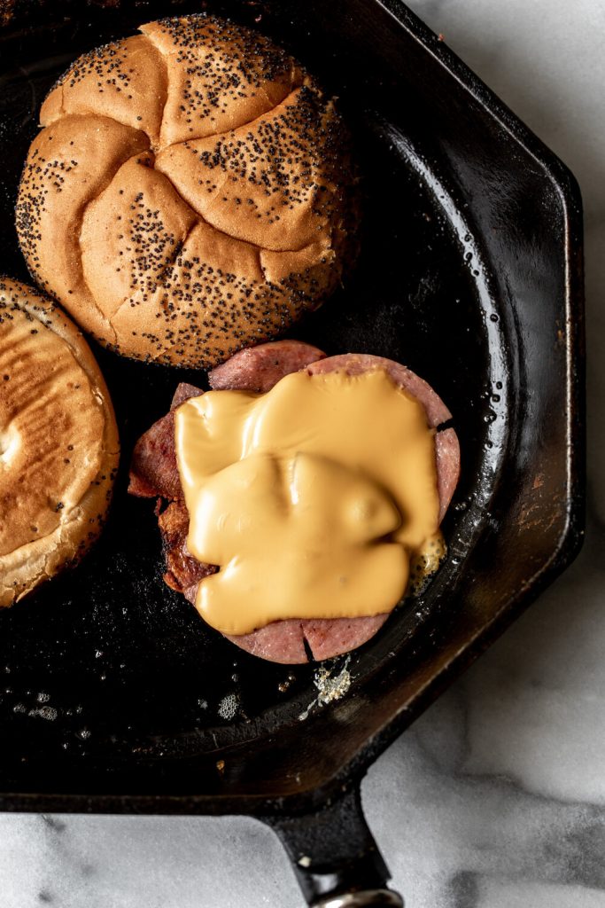 Taylor Ham, Egg & Cheese Breakfast Sandwich - Cooking with Cocktail Rings