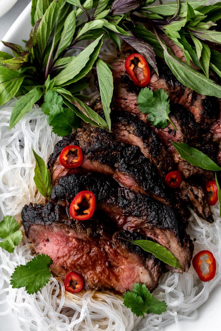 Thai Lime Beef over Bean Thread Noodles - Cooking with Cocktail Rings