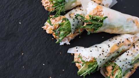 Baked Spicy Salmon Hand Rolls - Cooking with Cocktail Rings