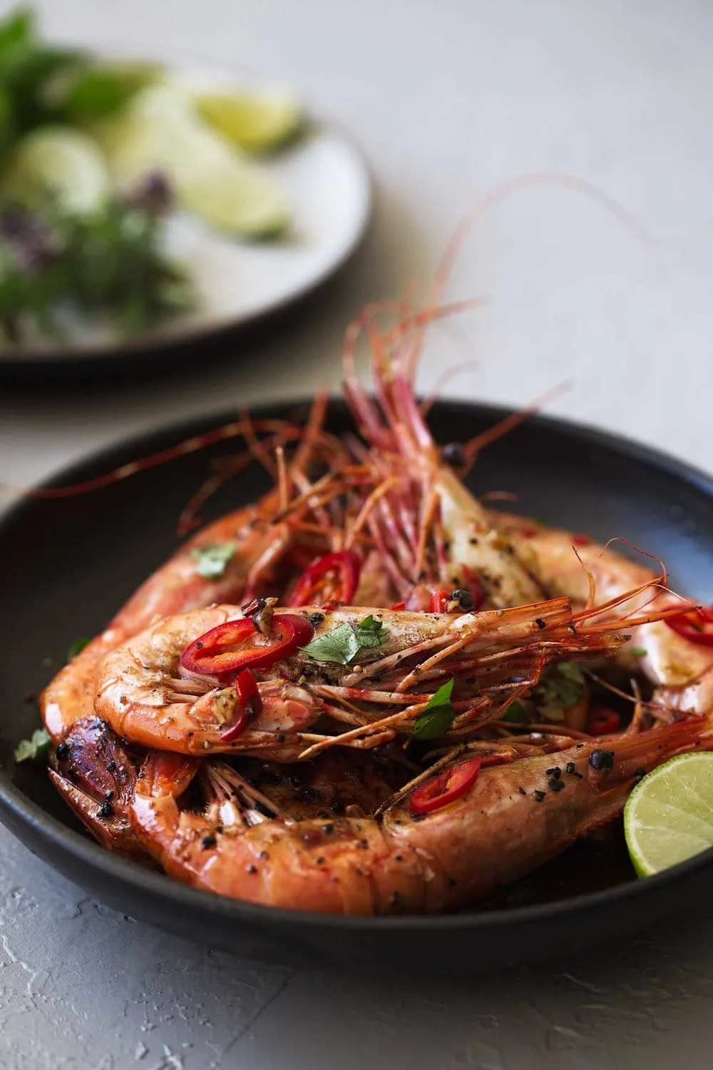 Spicy Glazed Spot Prawns Served Whole - Cooking with Cocktail Rings