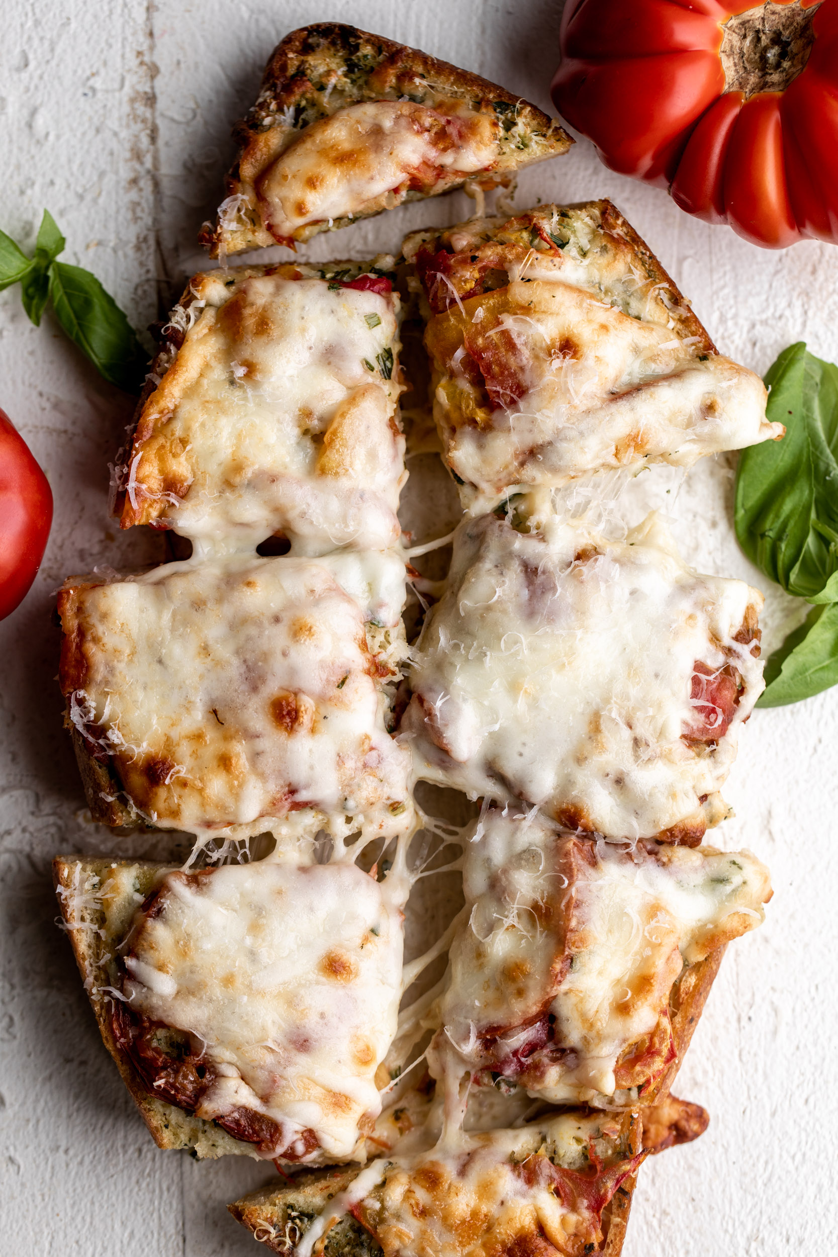 Garlic Butter Tomato Cheese Bread - Cooking with Cocktail Rings