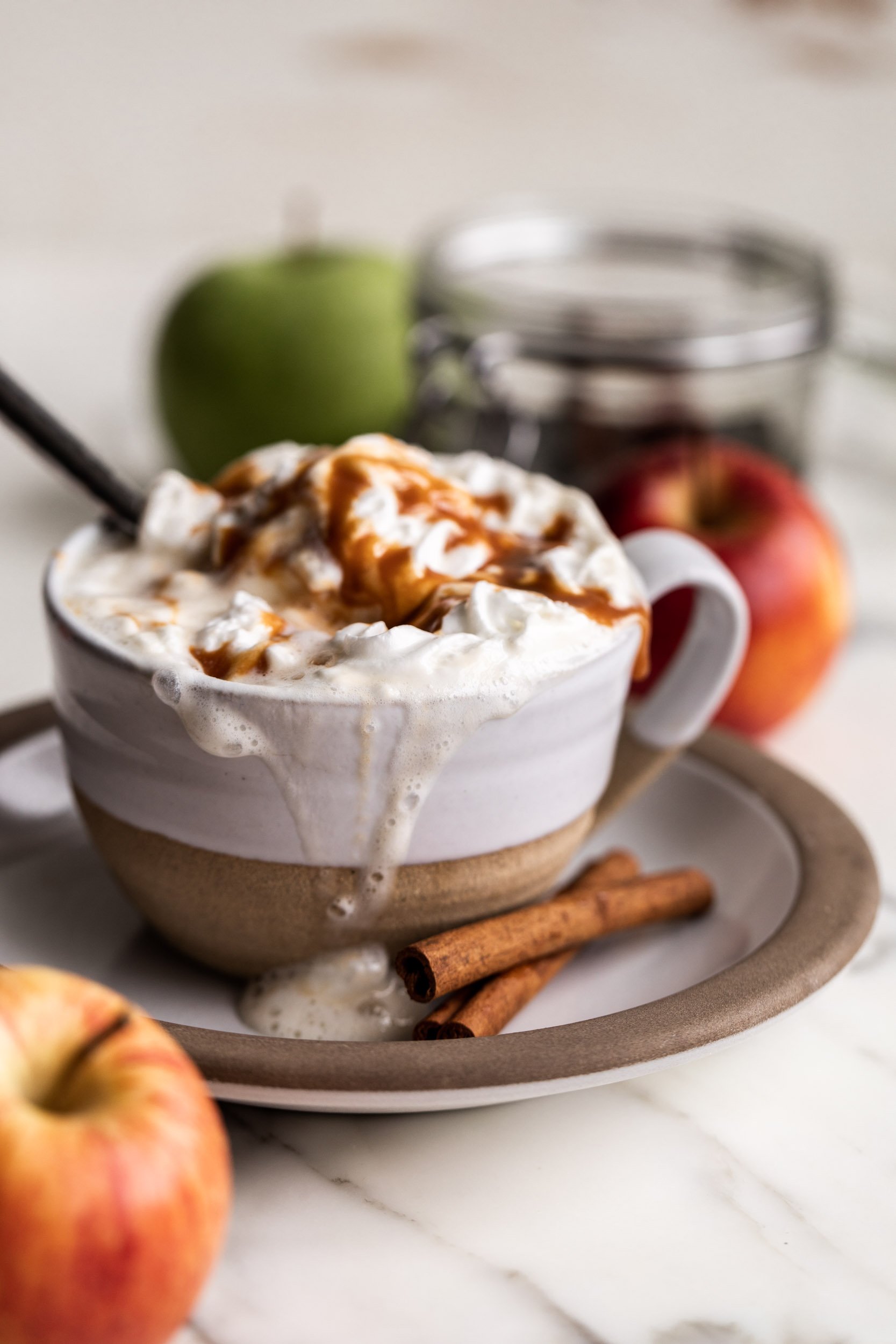 Warm Cinnamon Caramel Apple Cider - Cooking with Cocktail Rings