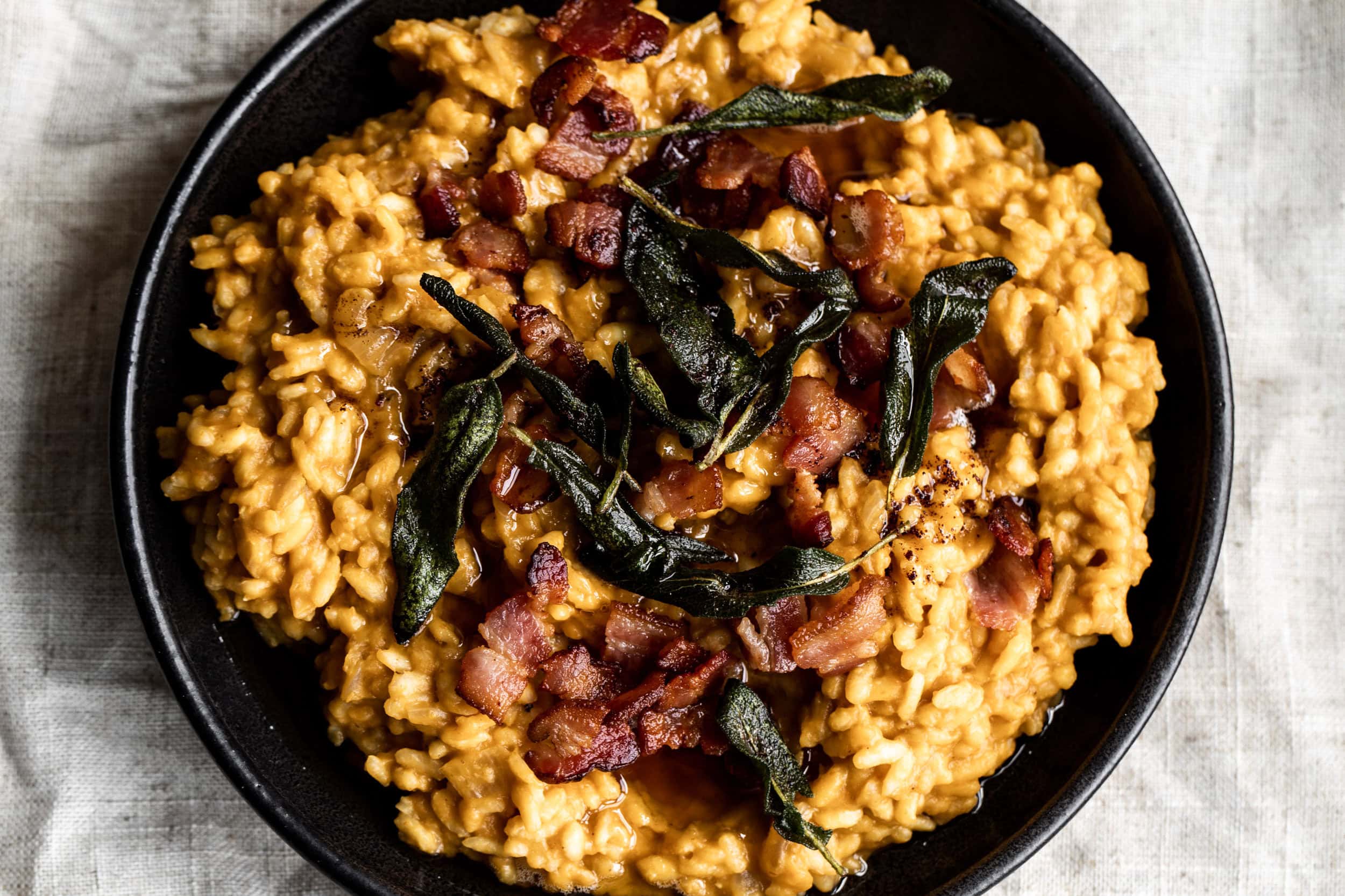 Pumpkin Risotto with Brown Butter and Bacon