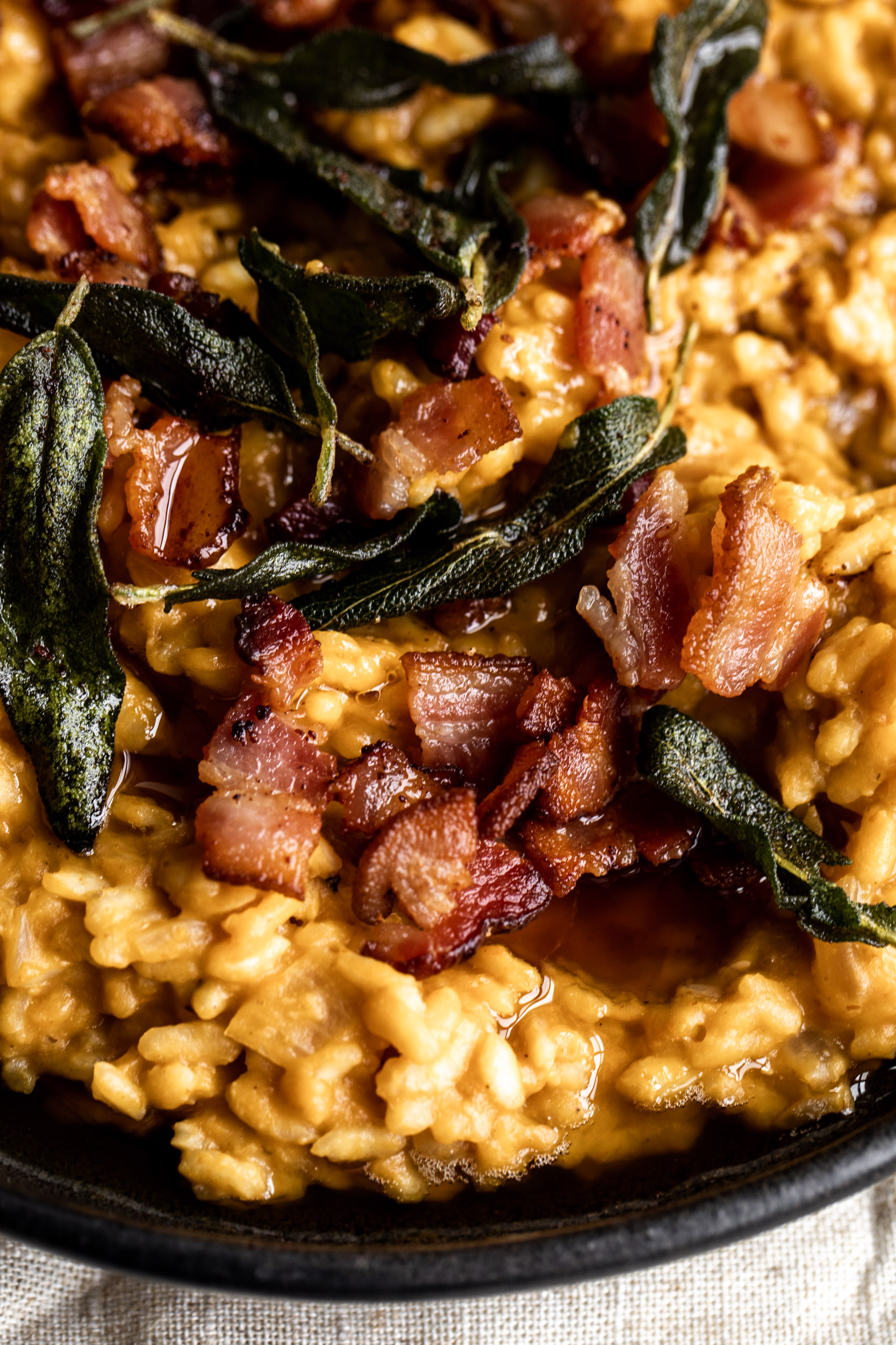 Pumpkin Risotto with Brown Butter and Bacon