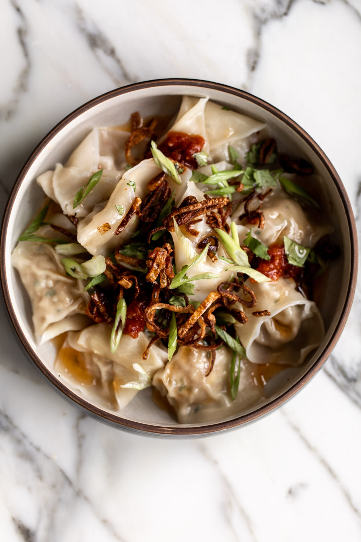 Spicy Sichuan Wontons with Chili Sauce - Cooking with Cocktail Rings