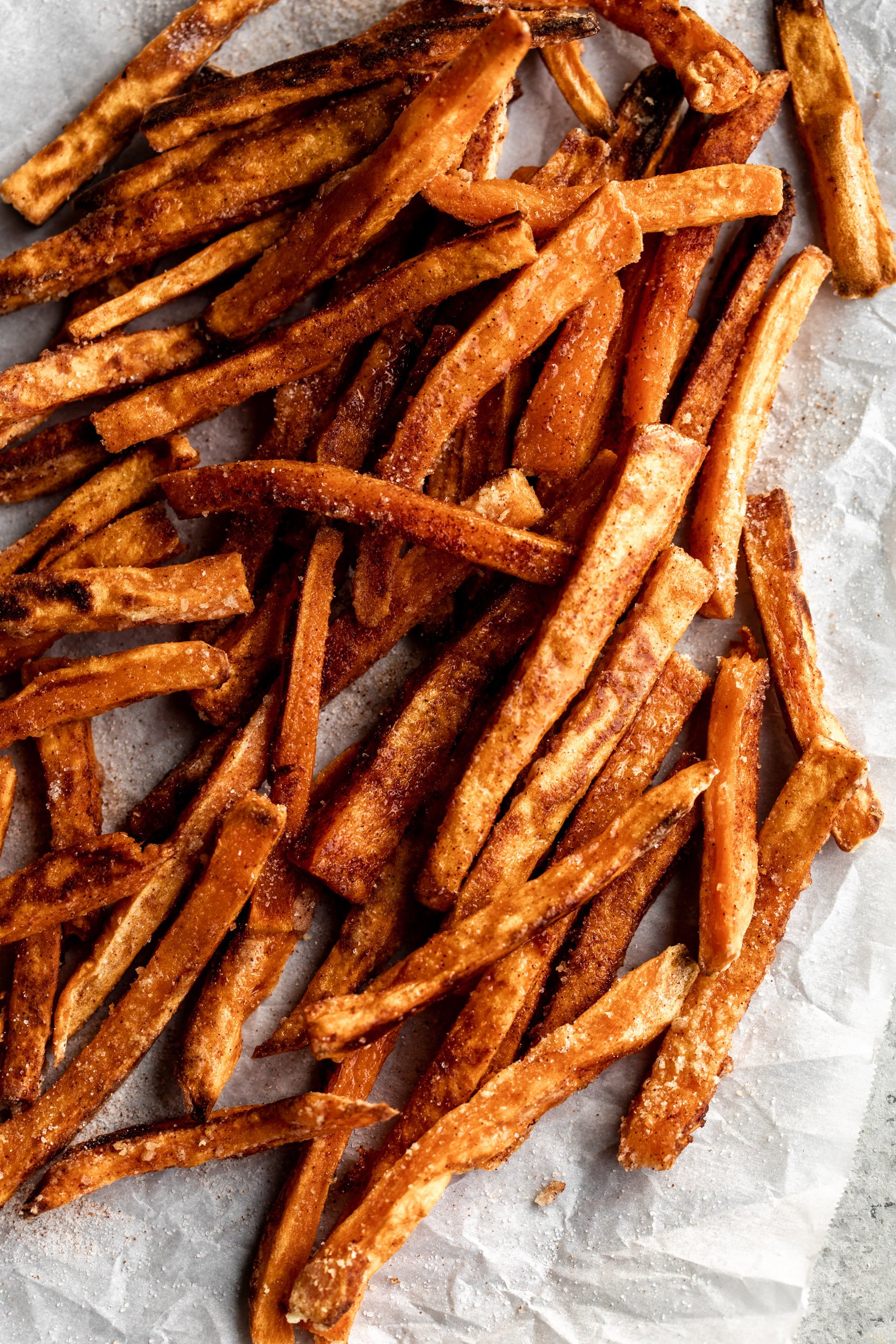 Baked Cinnamon Sugar Sweet Potato Fries - Cooking with Cocktail Rings