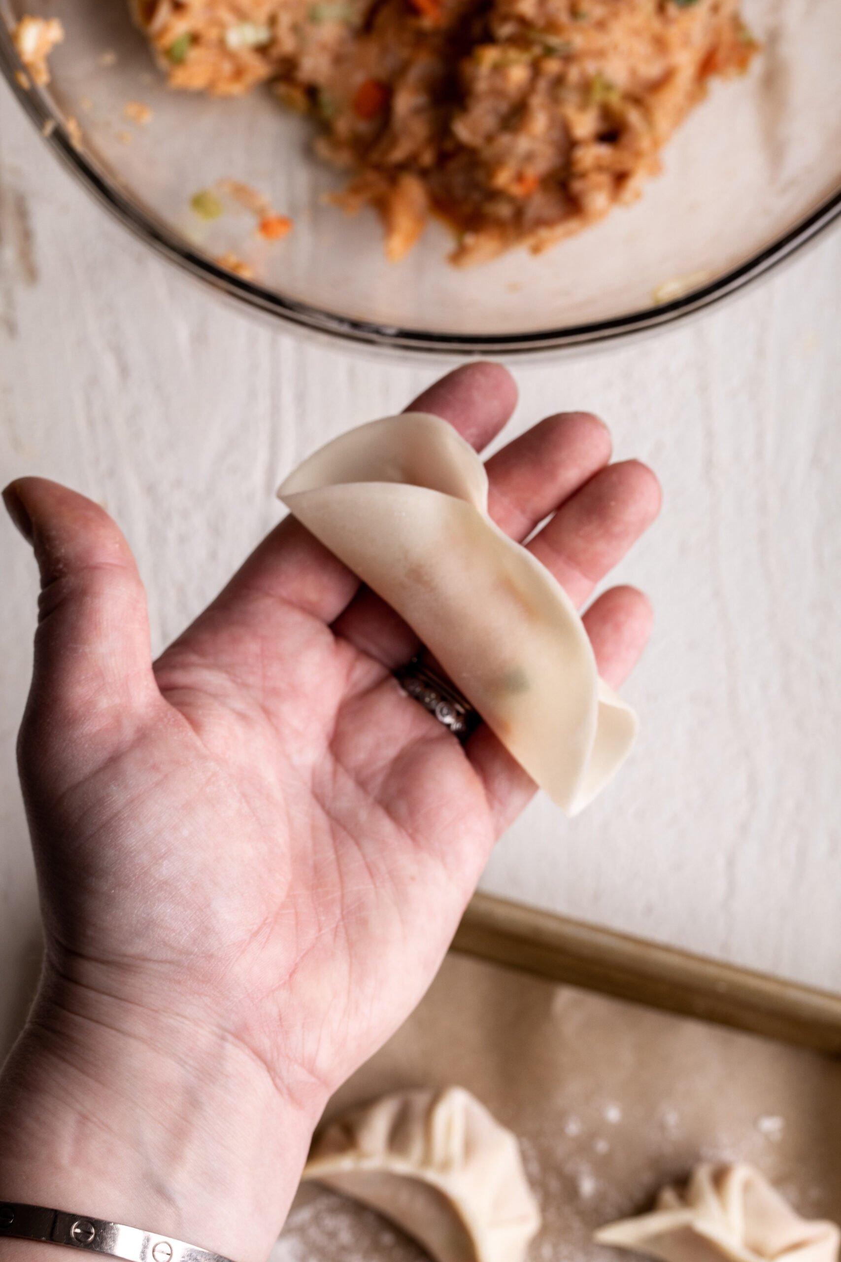 Buffalo Chicken Dumplings - Cooking with Cocktail Rings