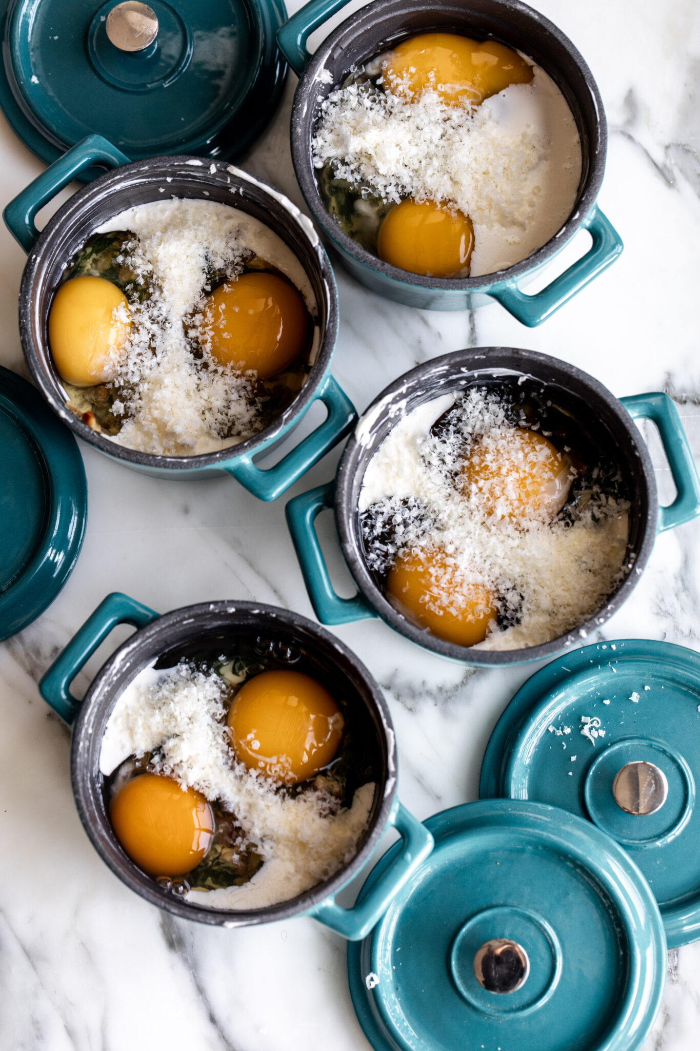 Eggs en Cocotte: Baked Eggs in Ramekins with Spinach & Pancetta ...