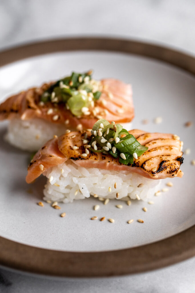 Seared Salmon Sushi Aburi Cooking With Cocktail Rings Seared Salmon Sushi Aburi Cooking With Cocktail Rings