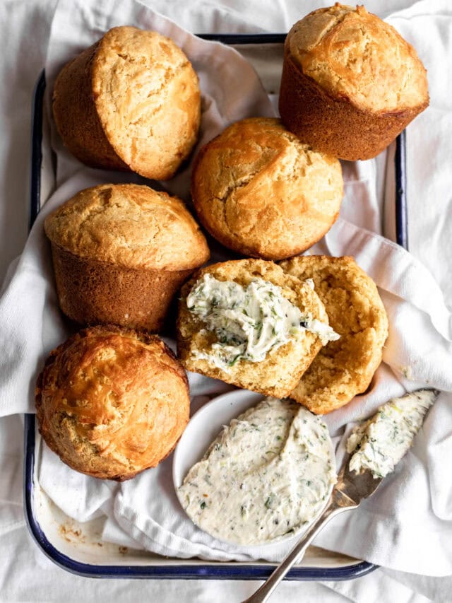 Cheesy Corn Muffins with Charred Scallion Butter - Cooking with ...