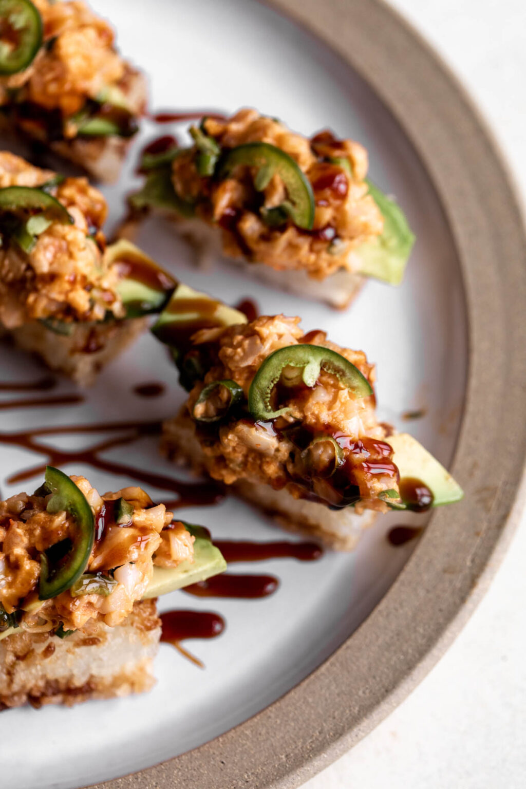 Crispy Rice with Spicy Shrimp Salad - Cooking with Cocktail Rings