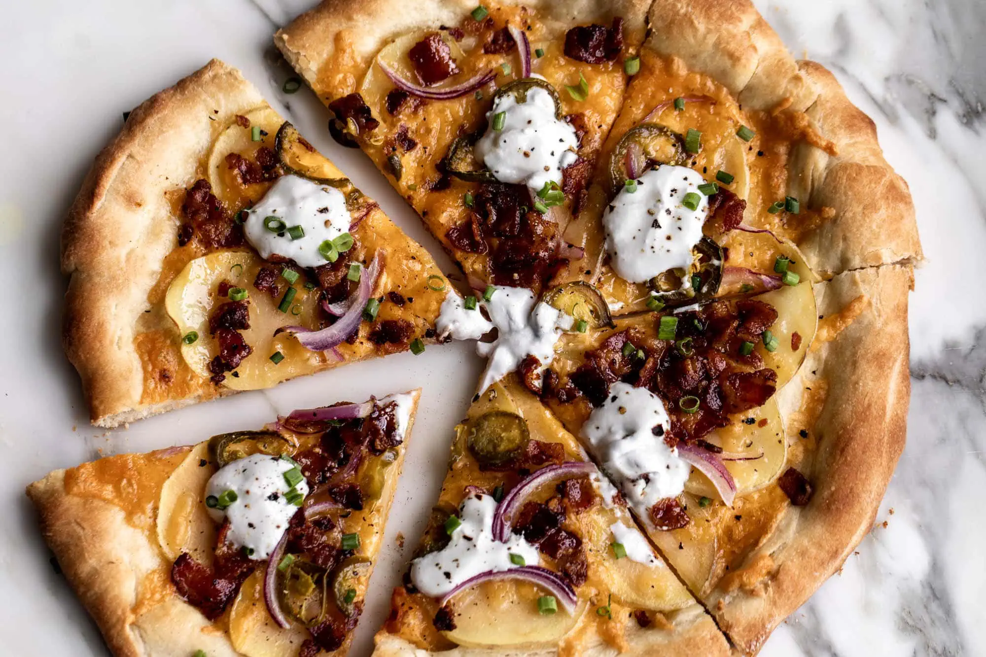 Loaded Baked Potato Pizza - Cooking with Cocktail Rings
