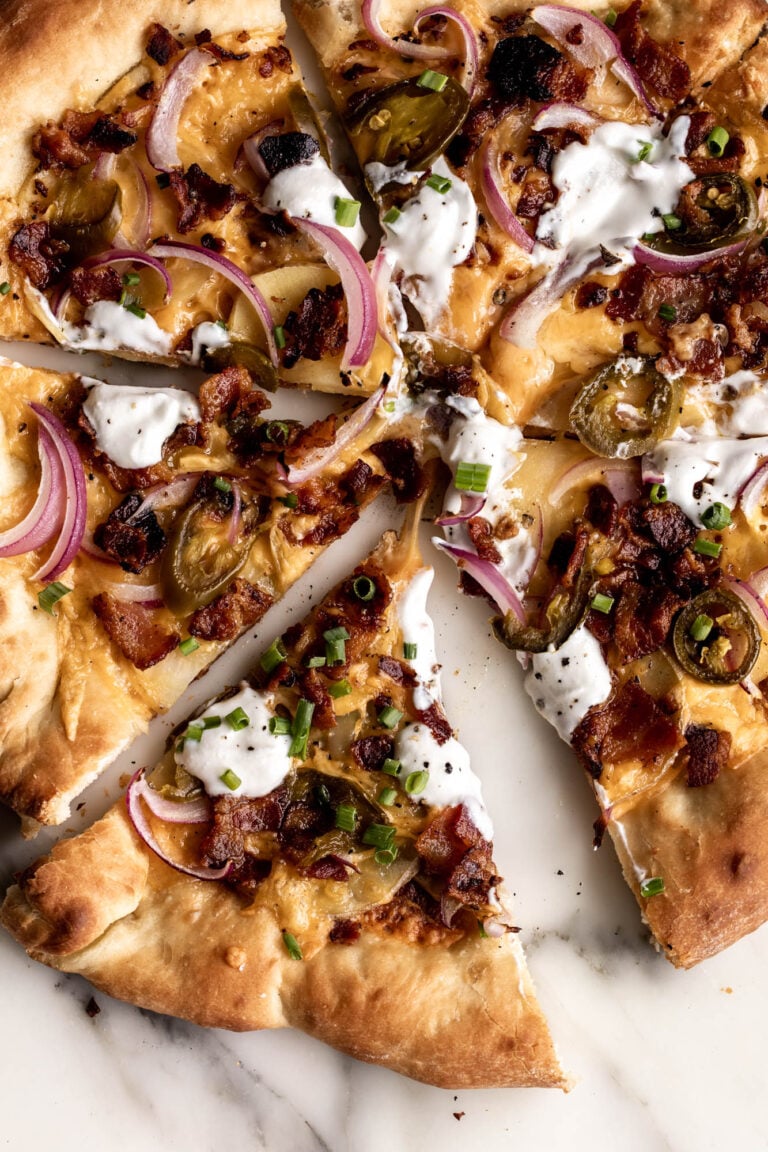 Loaded Baked Potato Pizza - Cooking with Cocktail Rings