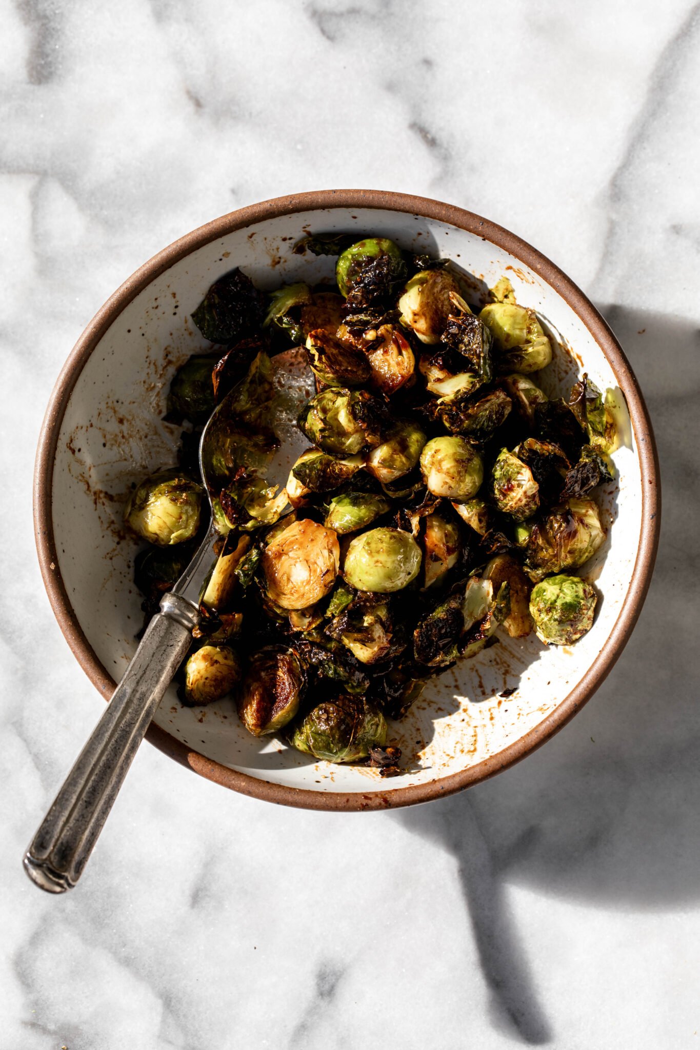 Balsamic Sriracha Roasted Brussels Sprouts - Cooking with Cocktail Rings