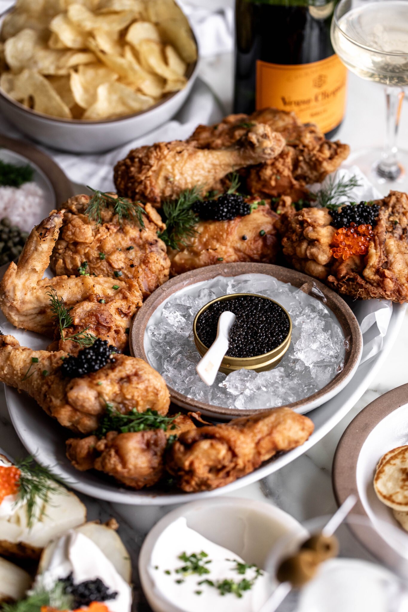 Fried Chicken and Caviar Bar - Cooking with Cocktail Rings