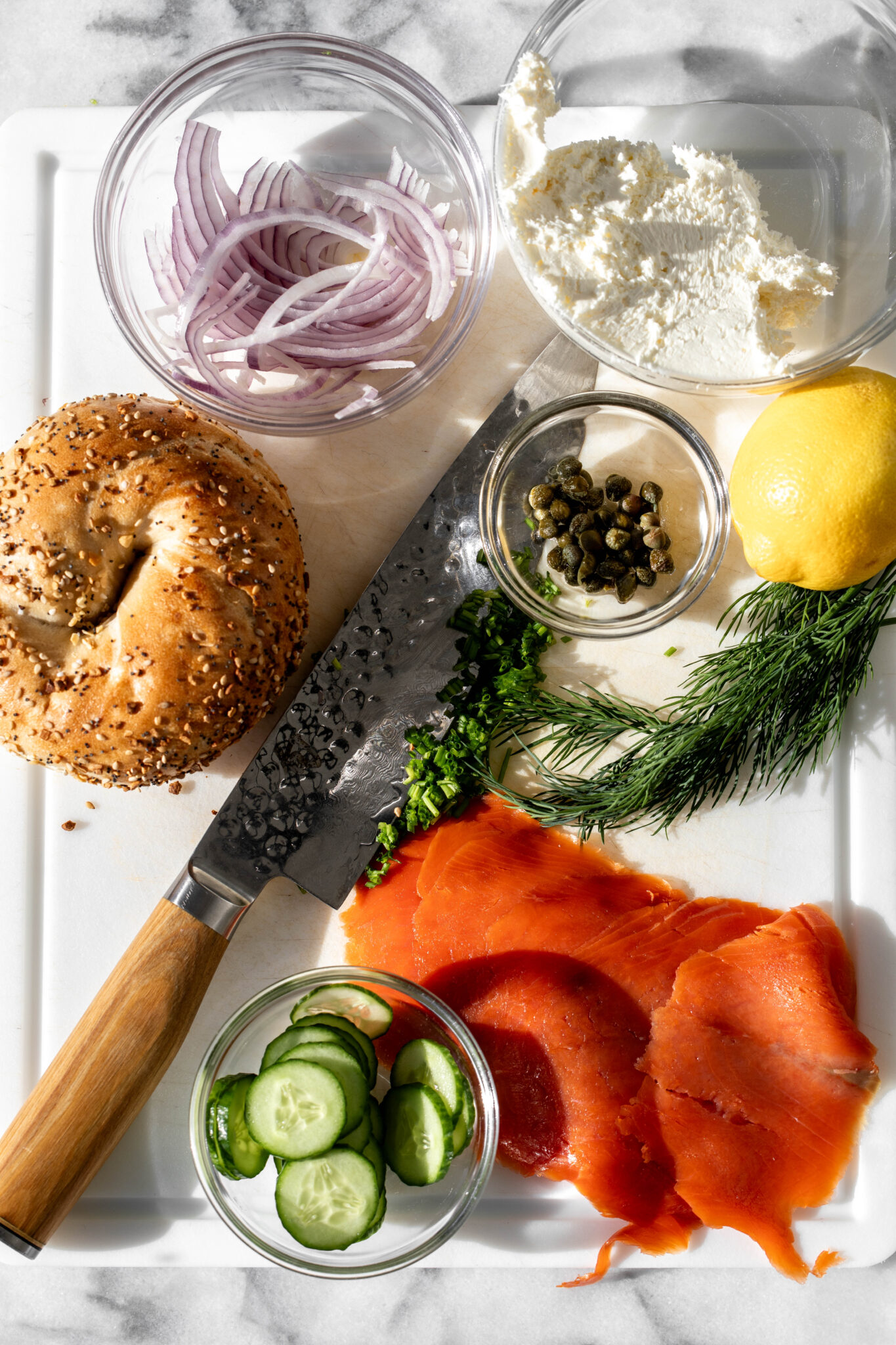 Chopped Salmon Bagel - Cooking with Cocktail Rings