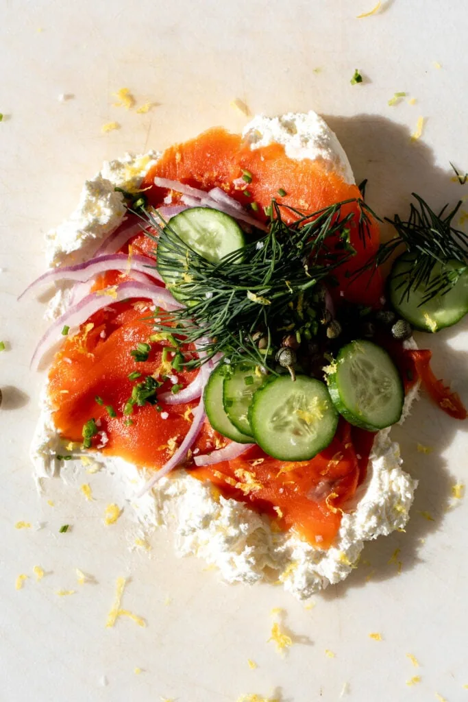 Chopped Salmon Bagel - Cooking with Cocktail Rings