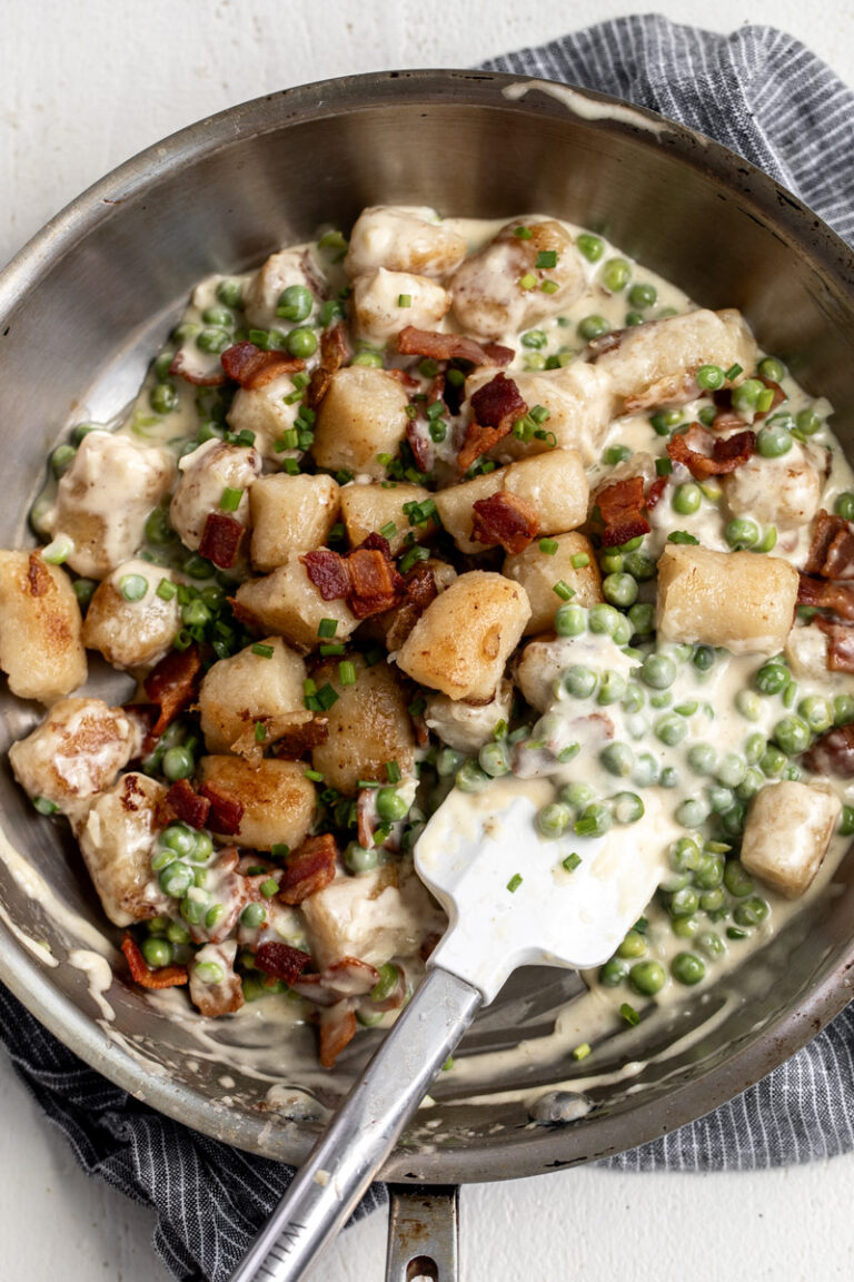 Cauliflower Gnocchi with Bacon and Quick Alfredo Sauce - Cooking with ...