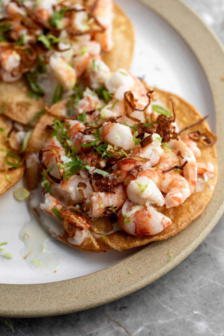 Coconut Shrimp Ceviche Tostadas - Cooking with Cocktail Rings