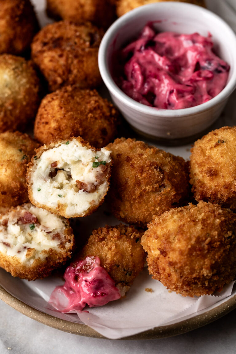 Thanksgiving Leftover Mashed Potato Croquettes with Cranberry Mayo ...