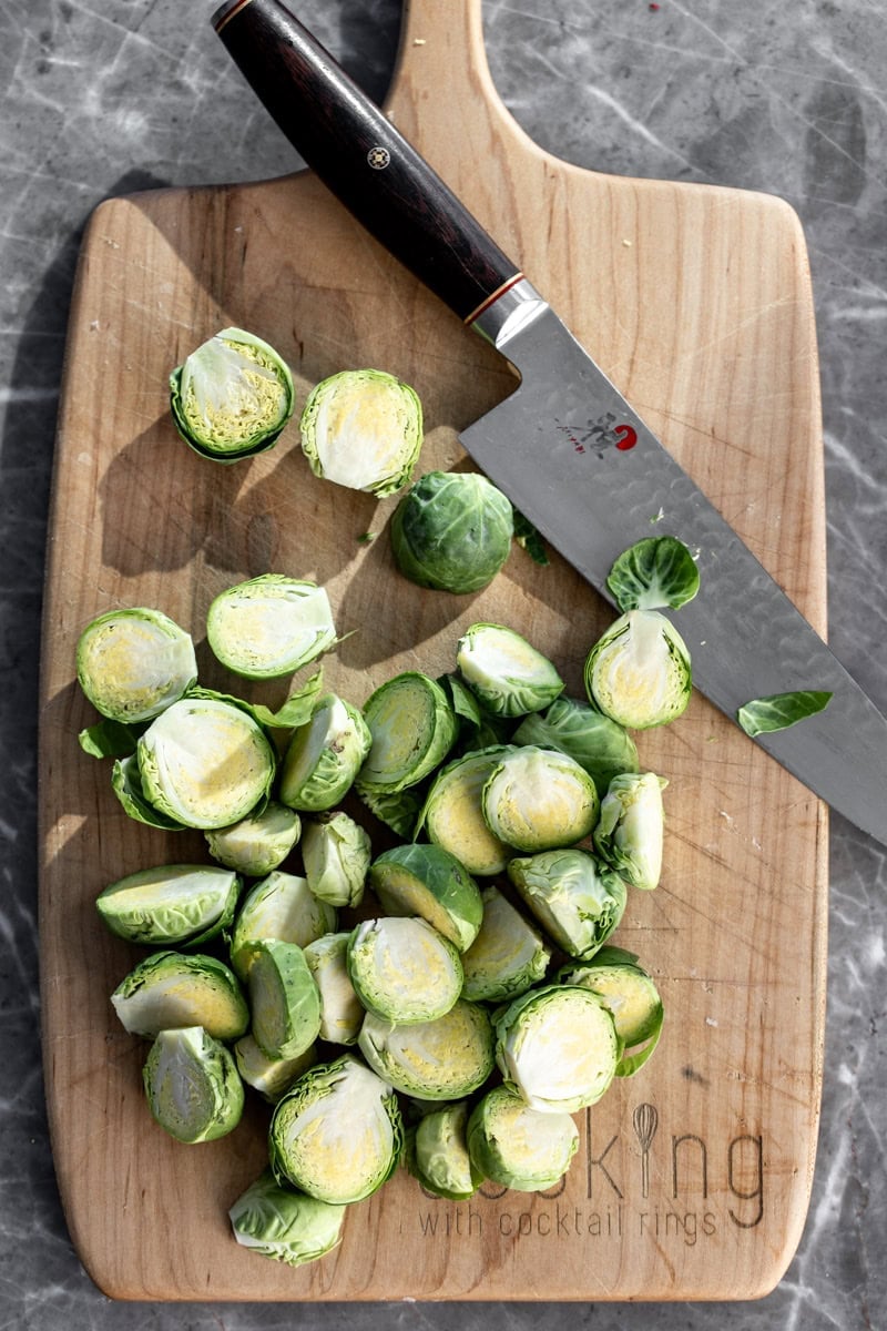 Fried Kimchi Brussels Sprouts - Cooking with Cocktail Rings