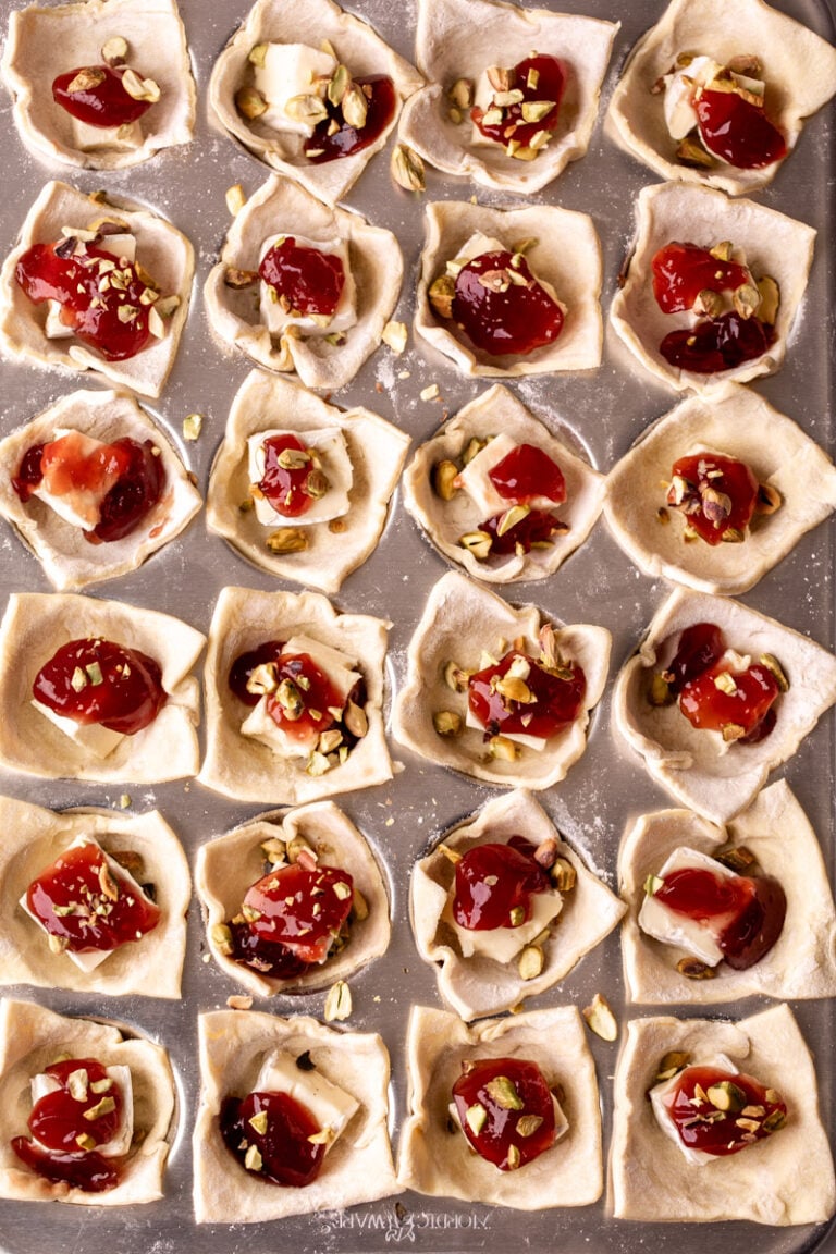 Raspberry Baked Brie Puff Pastry Bites - Cooking with Cocktail Rings