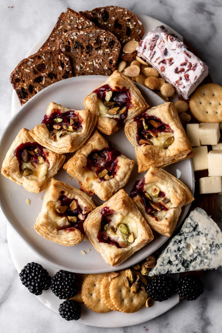 Raspberry Baked Brie Puff Pastry Bites - Cooking with Cocktail Rings
