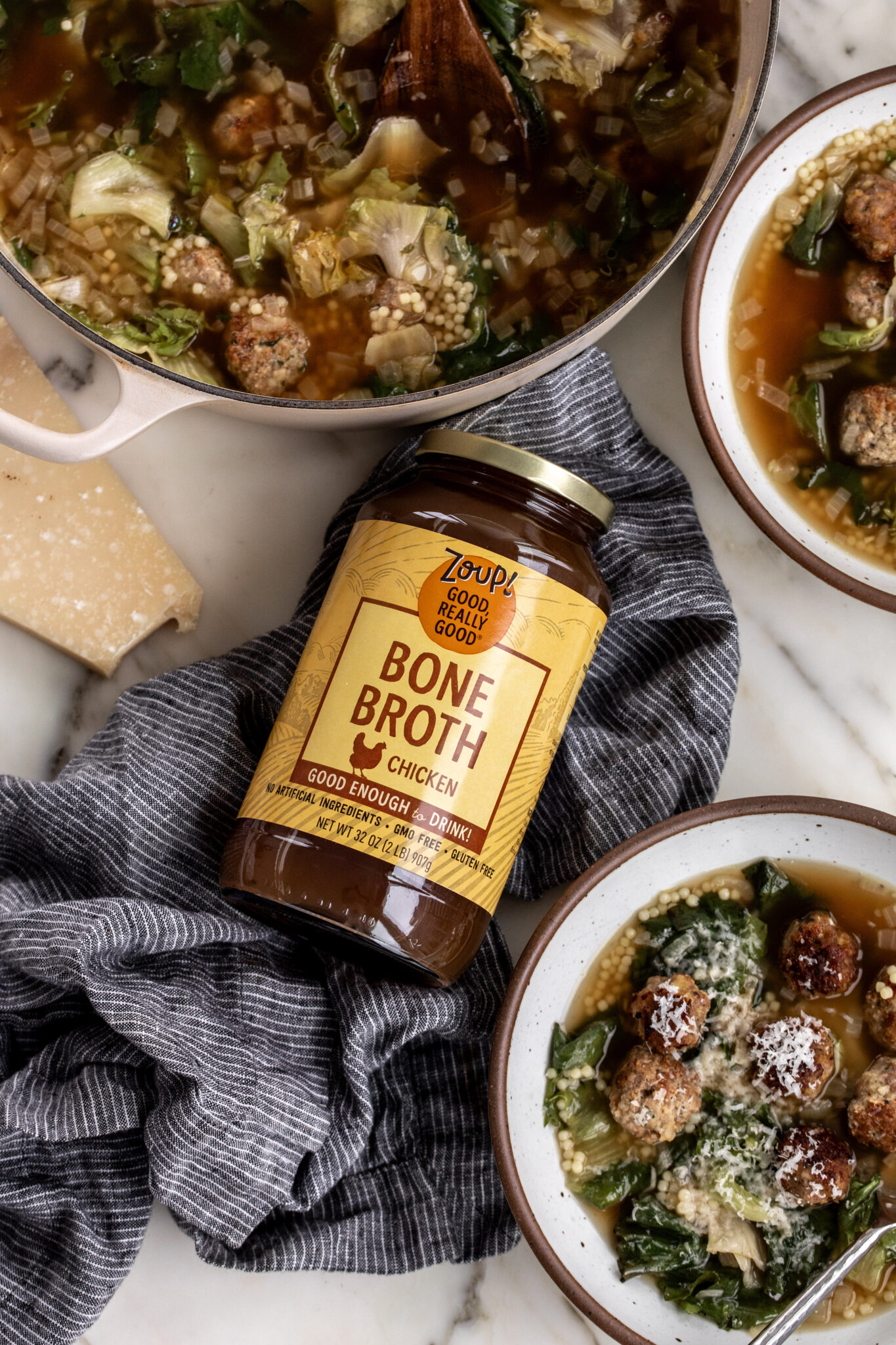 Italian Wedding Soup with Mini Pork Meatballs - Cooking with Cocktail Rings