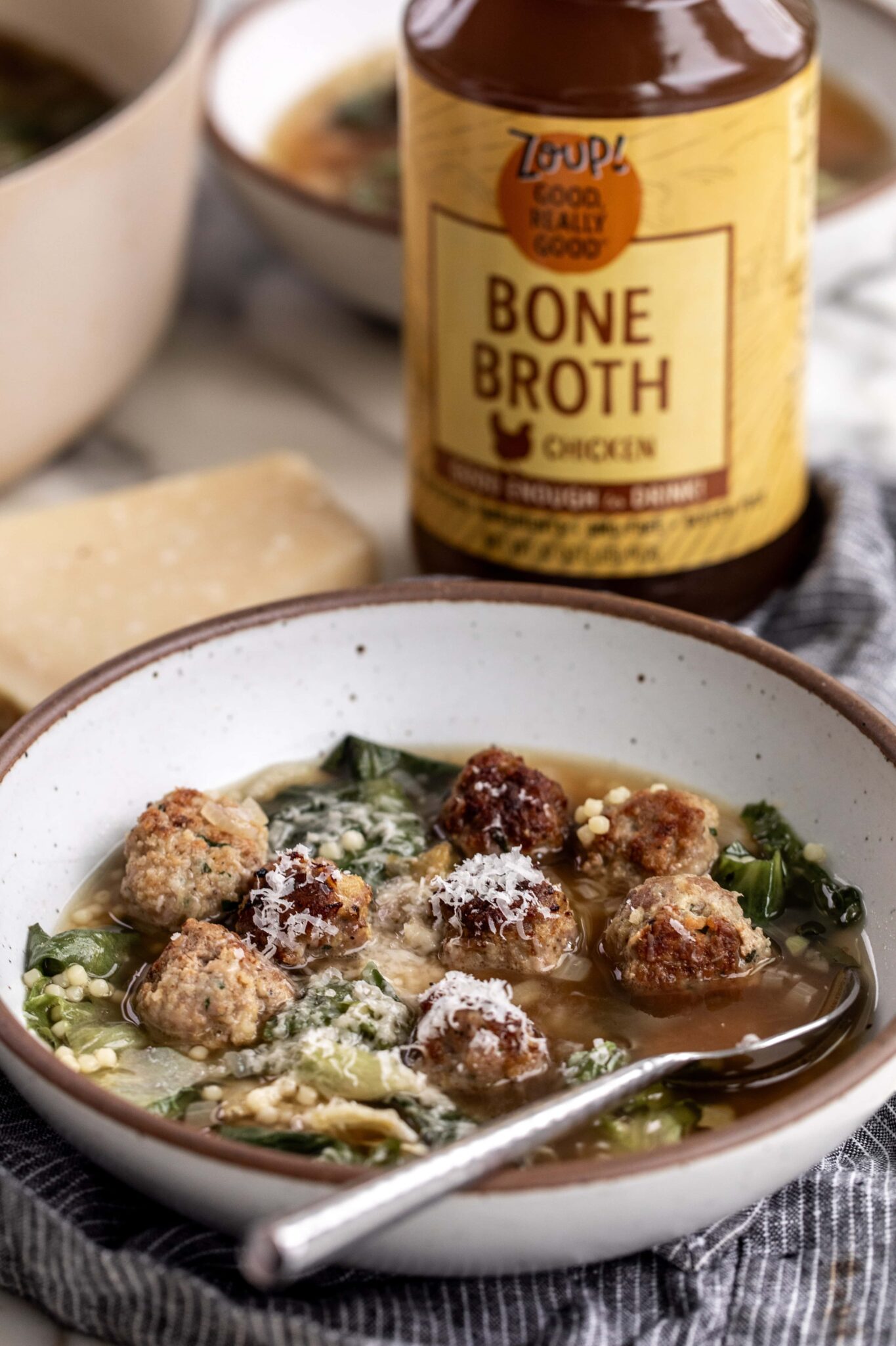 Italian Wedding Soup with Mini Pork Meatballs - Cooking with Cocktail Rings