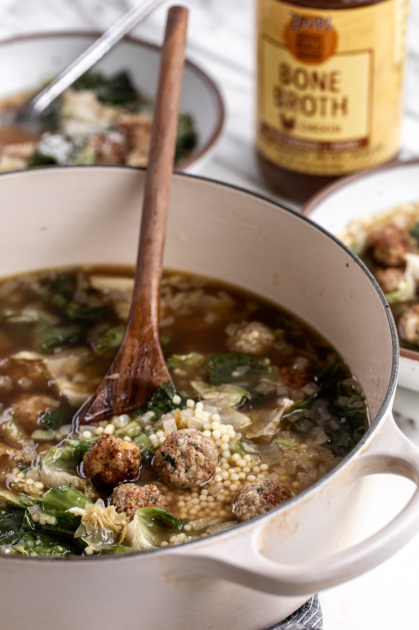 Italian Wedding Soup with Mini Pork Meatballs - Cooking with Cocktail Rings