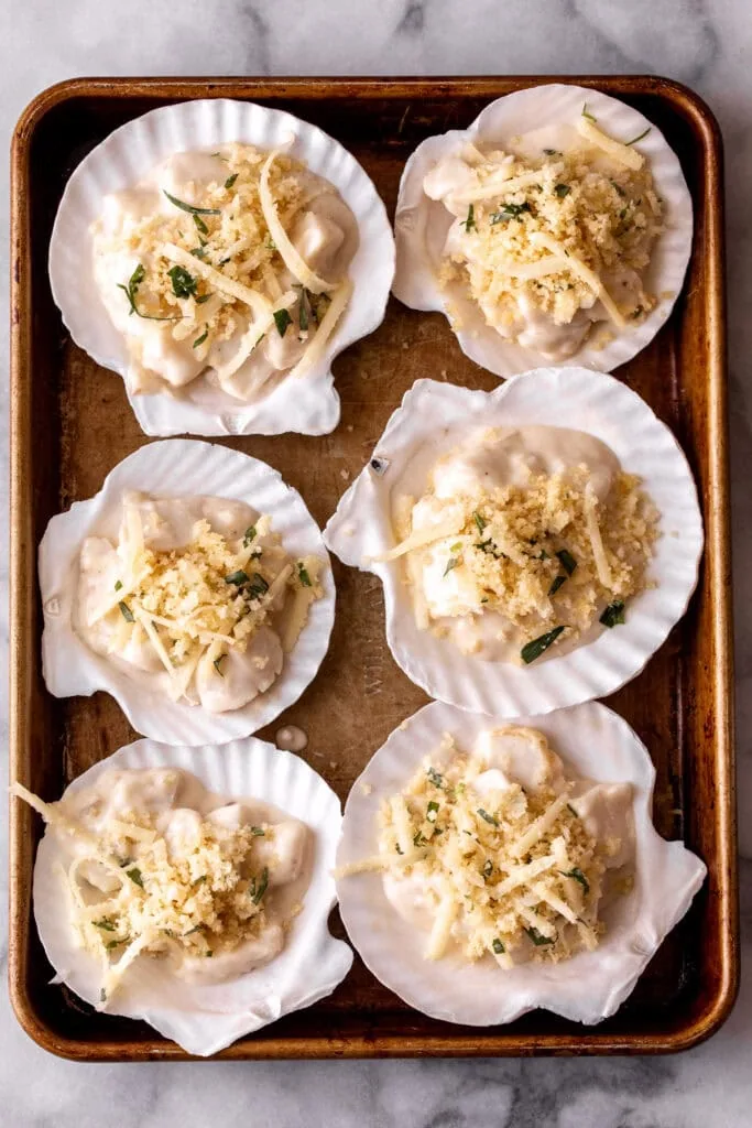 Scallops Au Gratin (Scallops Saint Jacques) - Cooking with Cocktail Rings