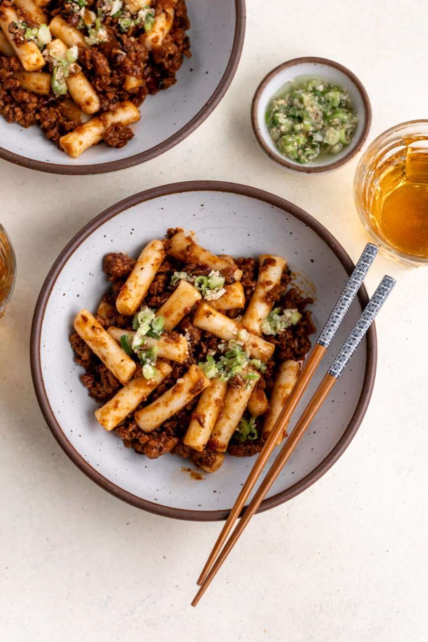 Gochujang Pork Ragu with Ginger Scallion Oil over Rice Cakes - Cooking ...